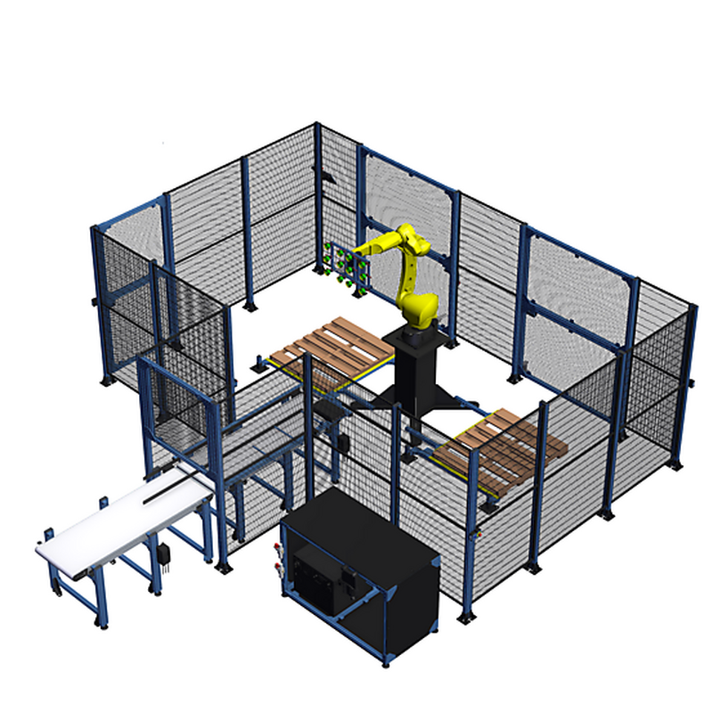 Turnkey Palletizer: Single Belt Infeed & Dual Outfeed with New Fanuc…