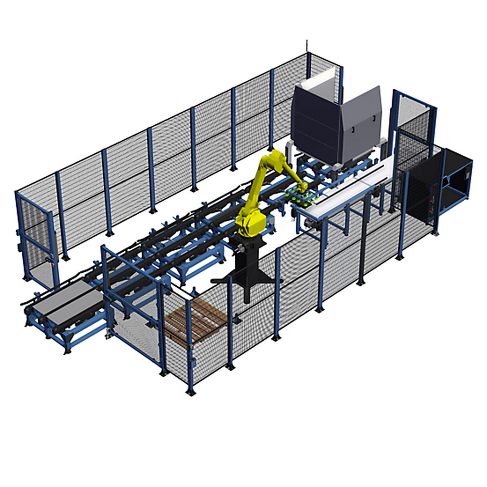 Turnkey Palletizer: Single Belt Infeed & Automated Outfeed with…
