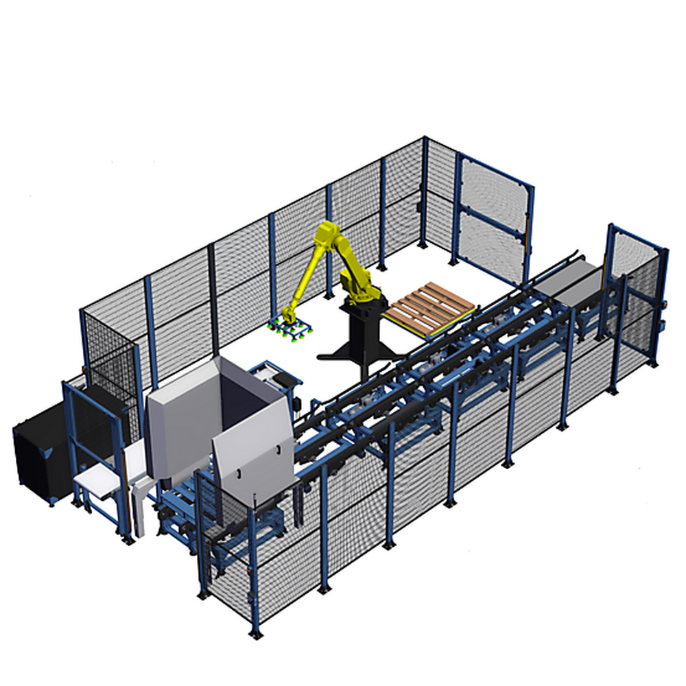 Turnkey Palletizer: Single Belt Infeed & Automated Outfeed with New…
