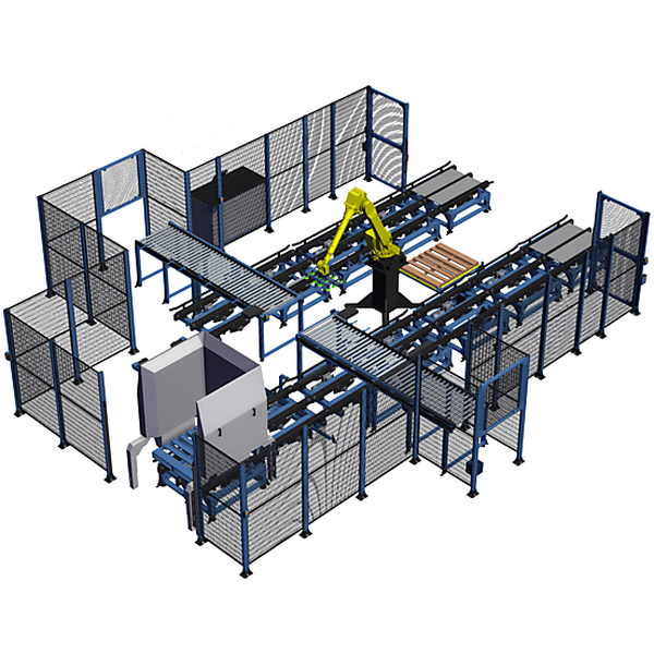 Turnkey Palletizer: Dual Infeed & Automated Outfeed with Refurbished…