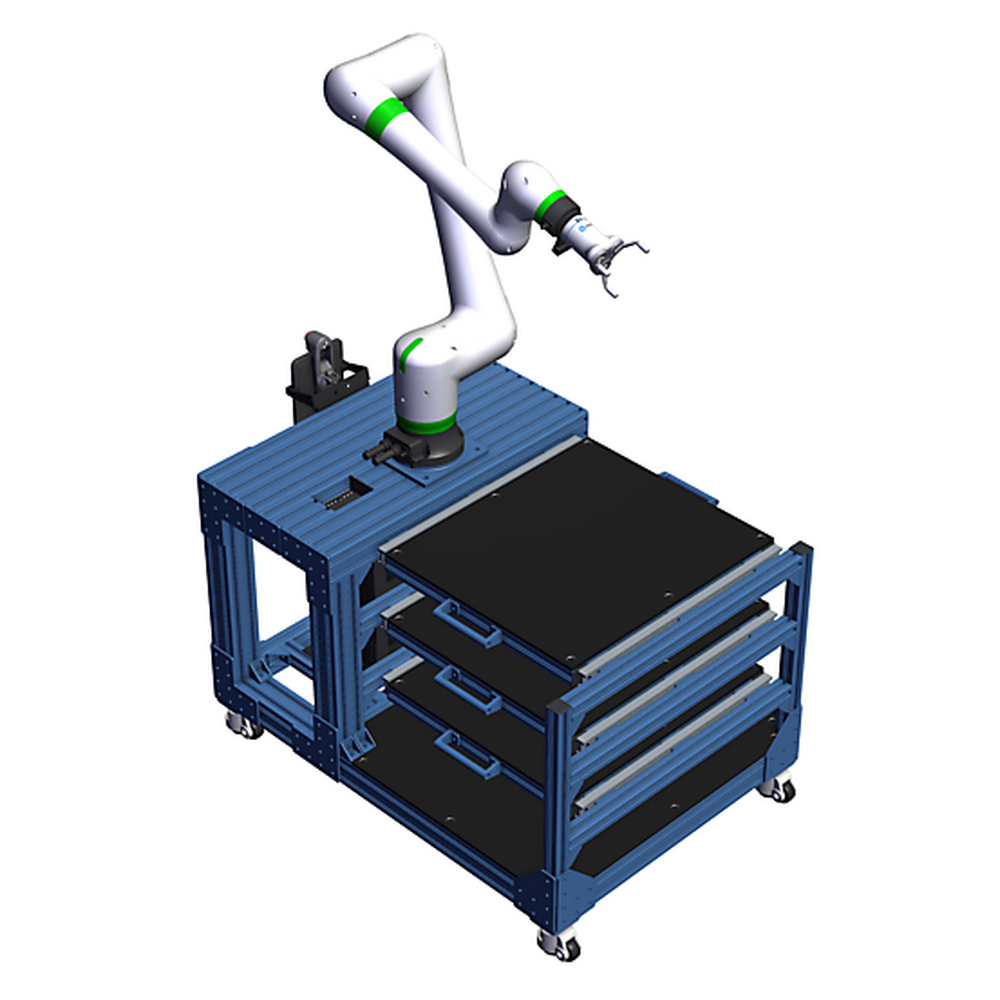 Mobile Machine Tending Workstation with 3 Large Drawers and Fanuc CRX…