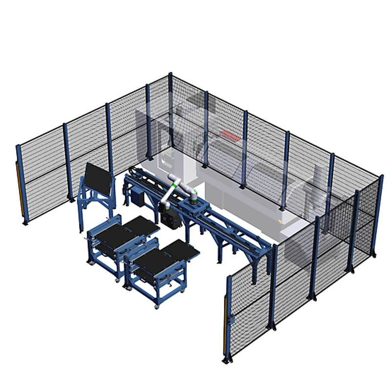 Long 7th Axis Cobot Machine Tending Cell with Fanuc CRX10iA/L 2 Carts…
