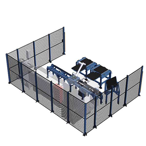 Long 7th Axis Cobot Machine Tending Cell with Fanuc CRX10iA/L 2 Carts…