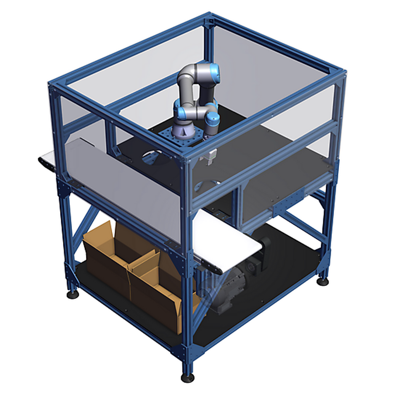 Enclosed Cobot Workstation with Universal Robots UR5e and Conveyor…