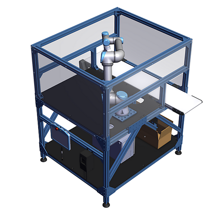 Enclosed Cobot Workstation with Universal Robots UR5e and Conveyor…