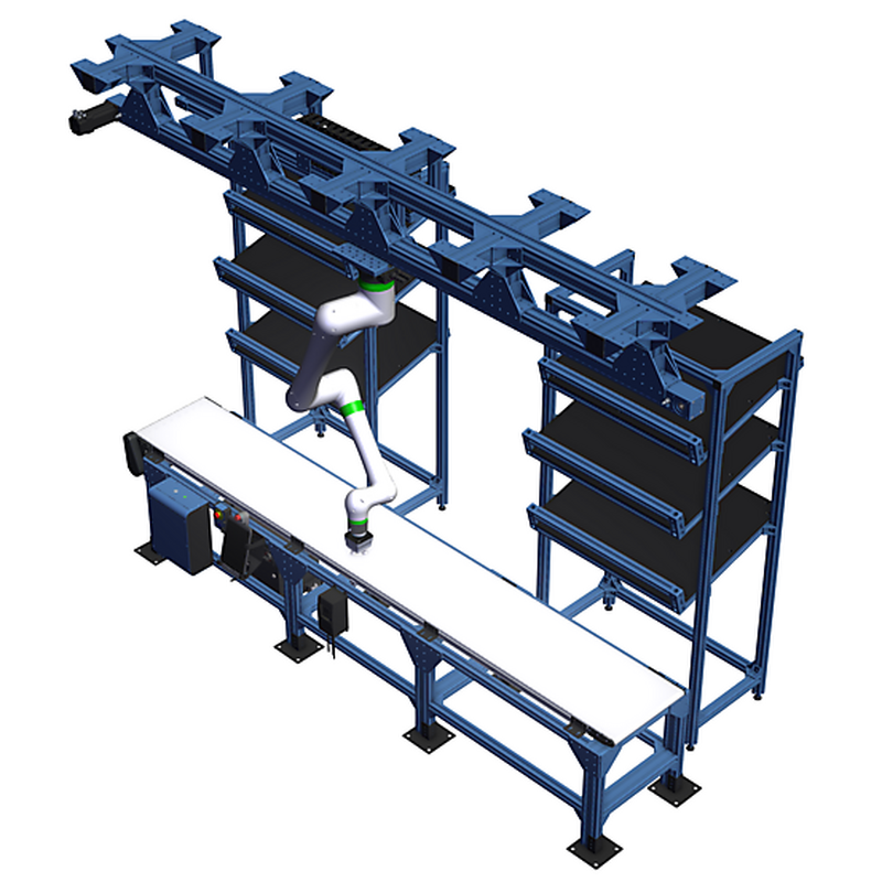 Overhead 7th Axis Cobot Cell with Fanuc CRX Cobot, Conveyor and…